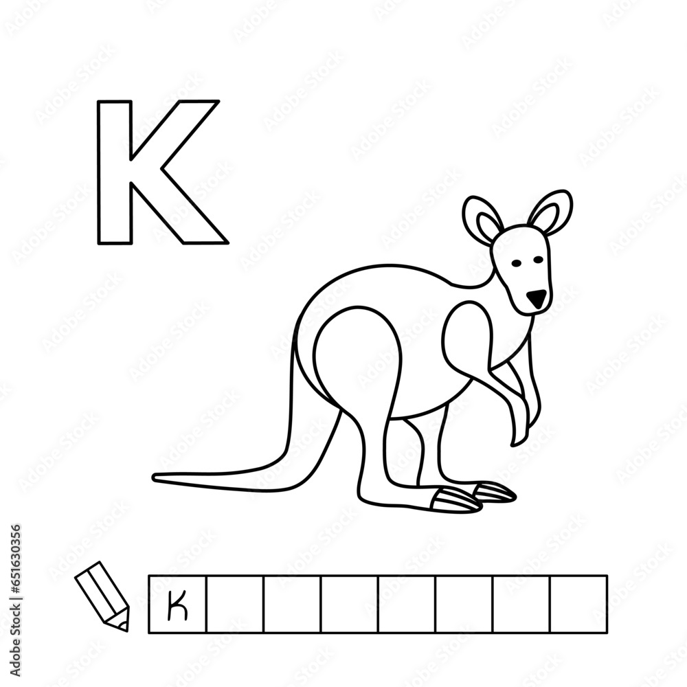 Cartoon kangaroo coloring pages. Learning game for small children ...