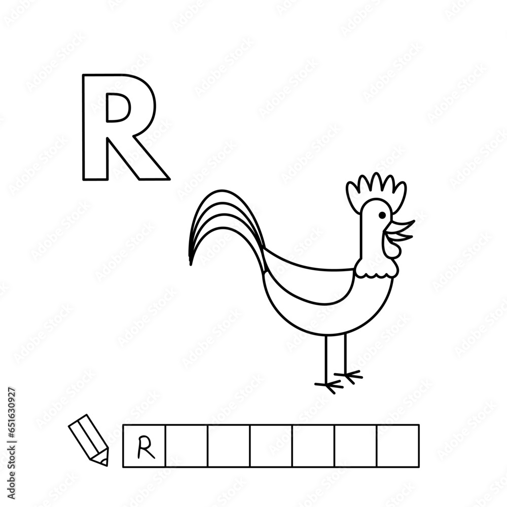 Cartoon rooster coloring pages. Learning game for small children ...