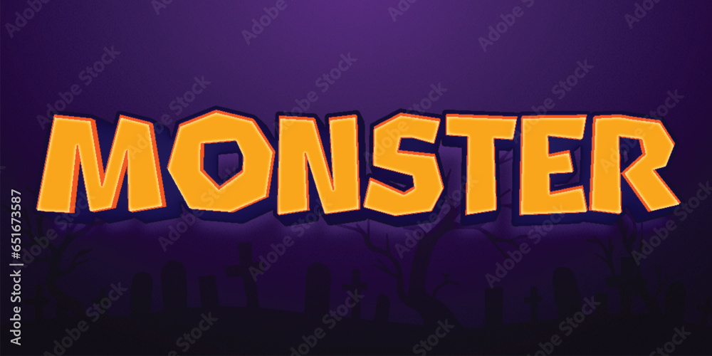 monster font ilustration, text effect, text effect ilustration editable ...
