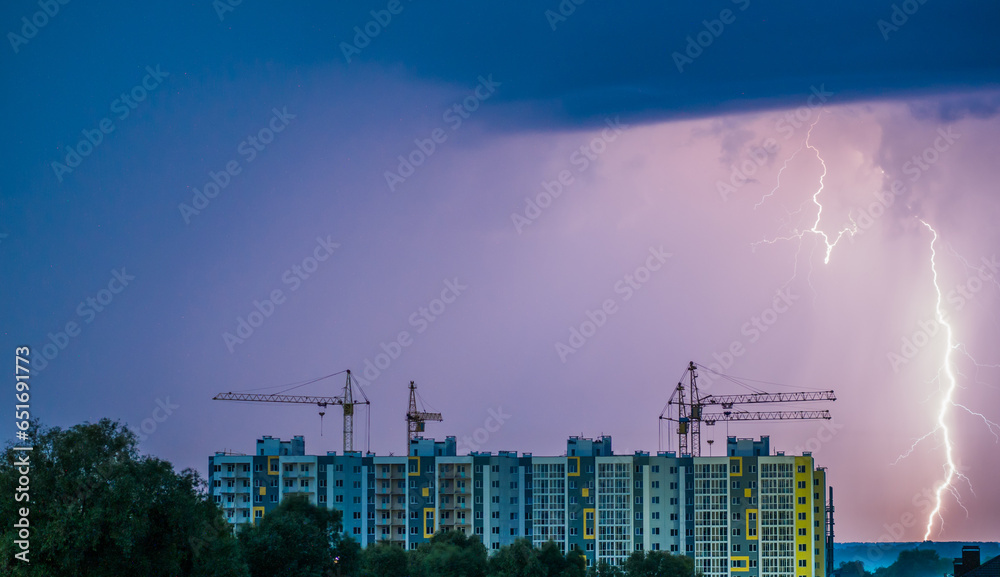 Construction site of a multi-storey building against the sky with ...