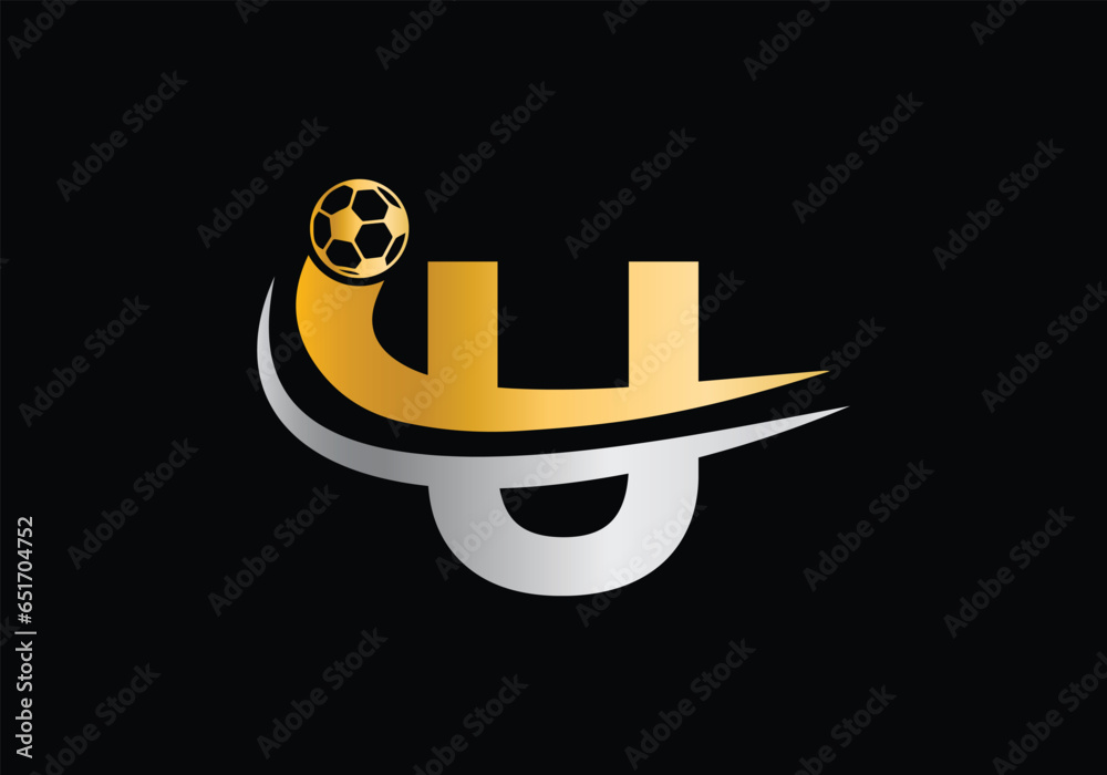 U Letter with Football Sports Logo Template Design. For Football Club ...