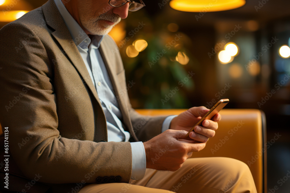 A senior citizen learning to use a smartphone, demonstrating the ...