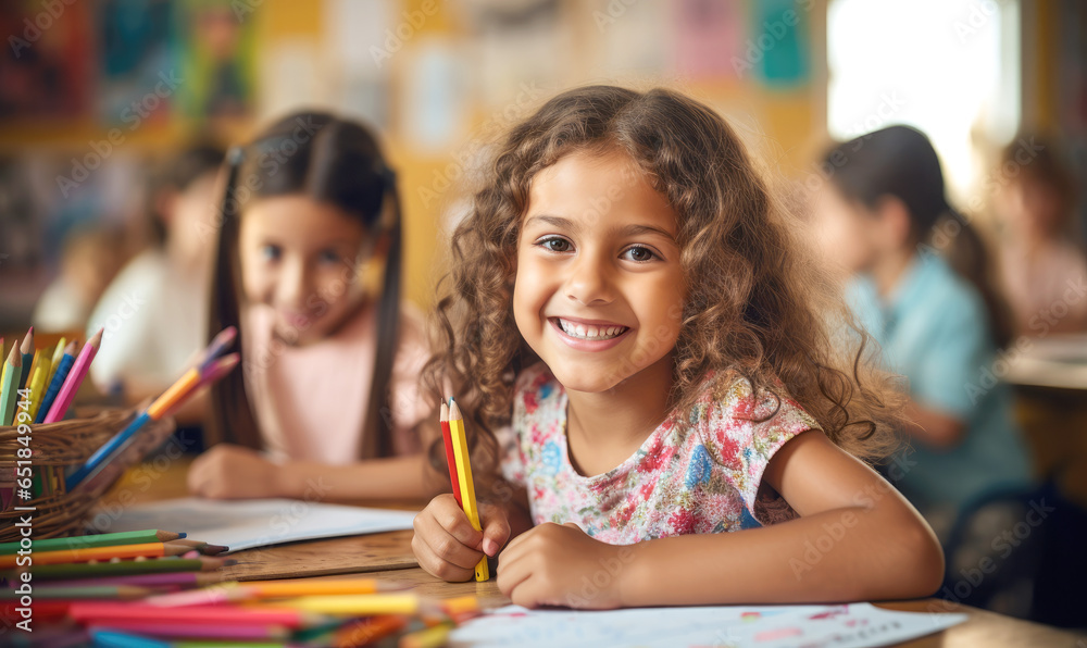 children happy smiling in classroom Stock Illustration | Adobe Stock
