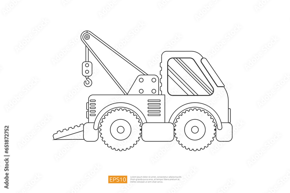 Line wrecker truck vector illustration on white background. Isolated ...