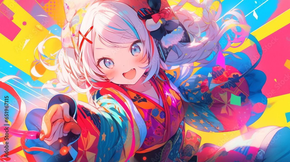 Ilustración de Stock cute anime girl idol poses beautiful and cute ...