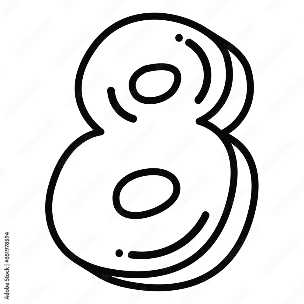 Cute funny number 8 vector illustration, funny cartoon number eight ...