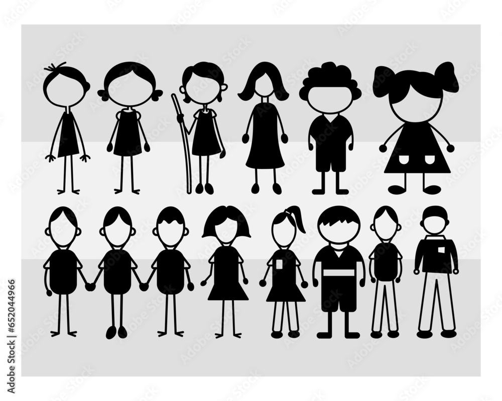 Stick Family svg | Stick Family Silhouette | stick people Svg | Stick ...