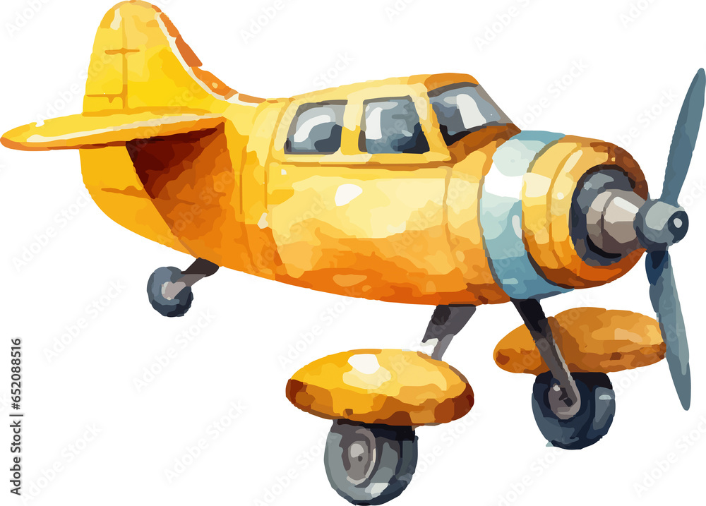 Стоковая иллюстрация «Airplane watercolor clipart PNG, vintage toys ...
