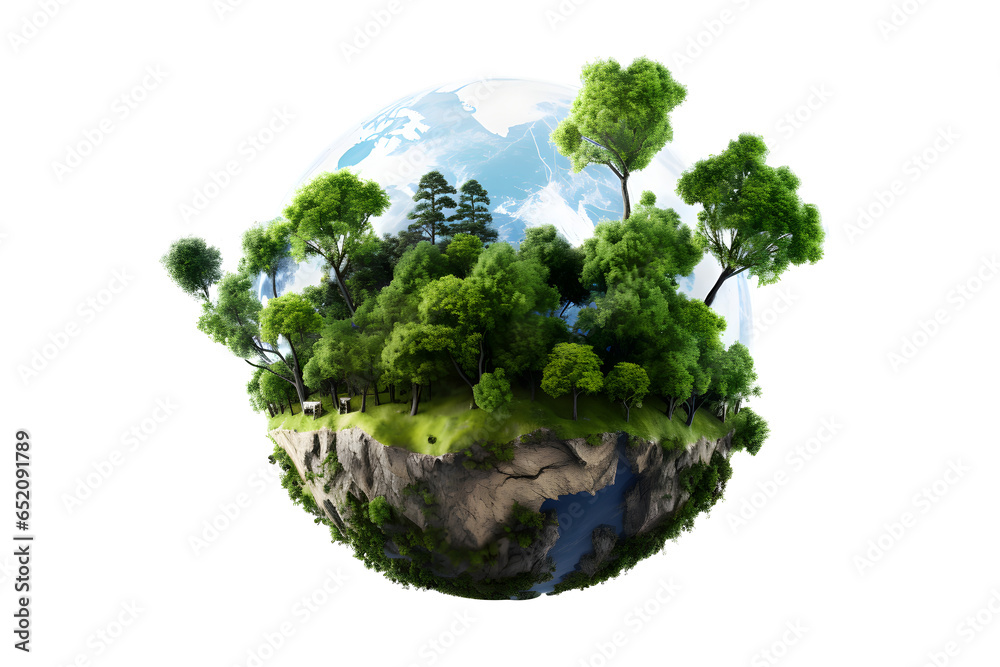 Ecology concept Green planet earth with tress world environment and ...