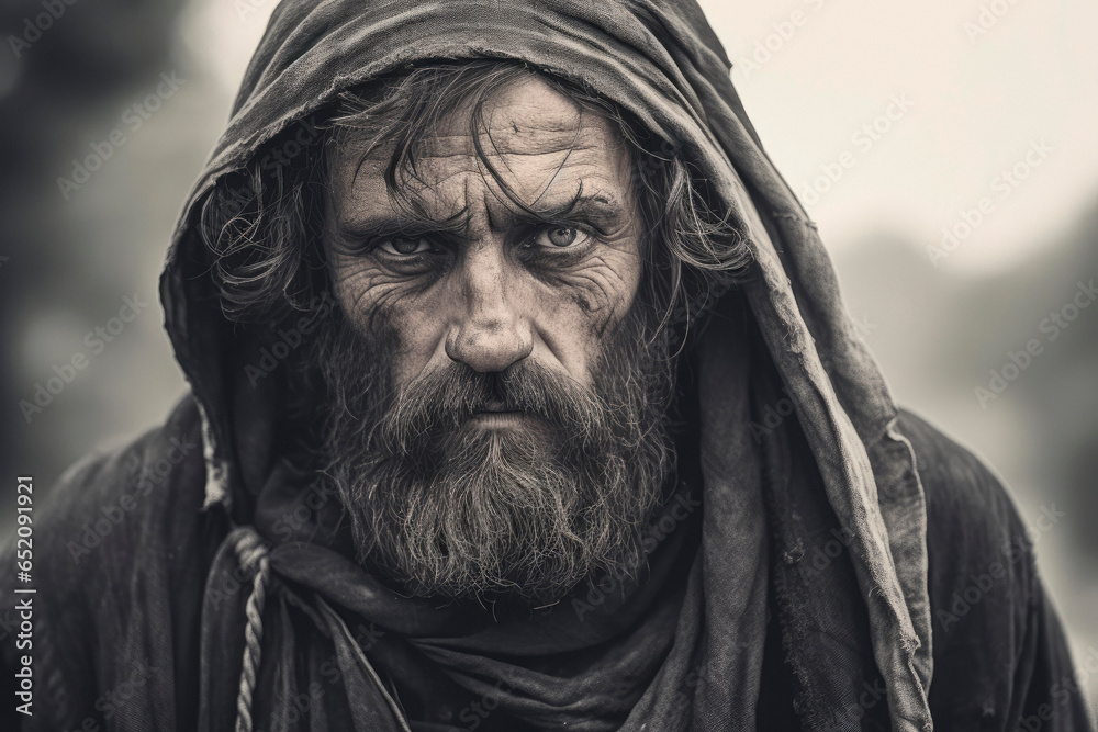 Capturing History: 11th Century Male Citizen Portrait in Classic Black ...