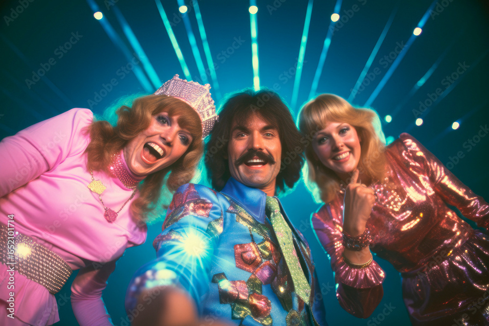 Foto de Stock 1970s Disco Dancing. A group of friends grooving to the ...