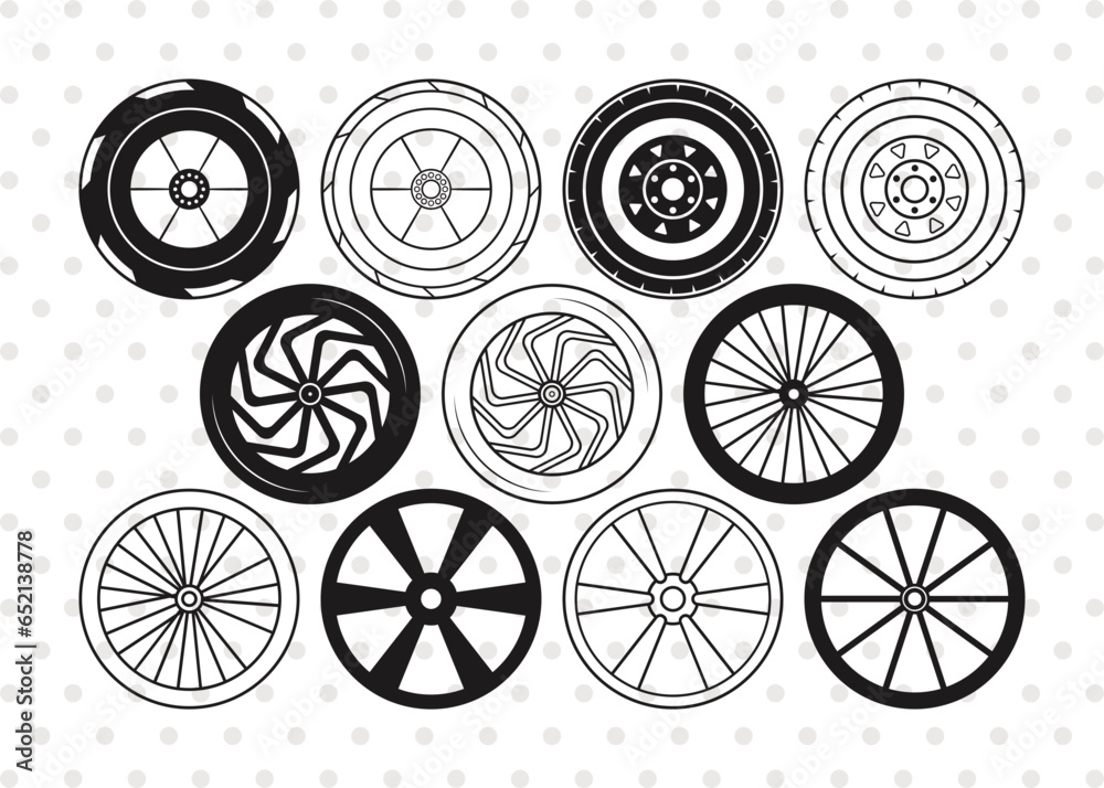 Wheel Silhouette, Wheel SVG, Car Wheel Svg, Truck Wheel Svg, Wheel Rim ...