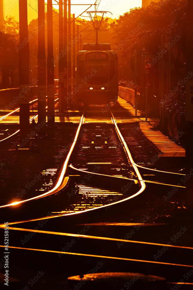 Light rail transit in Tin Shui Wai. LRT is a light rail system operated ...