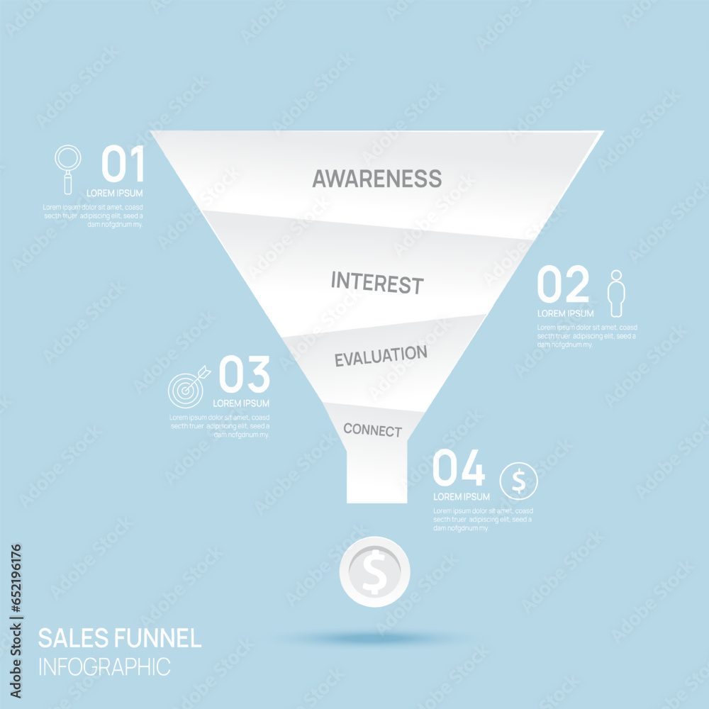 Infographic Sales funnel paper diagram template for business. Timeline ...