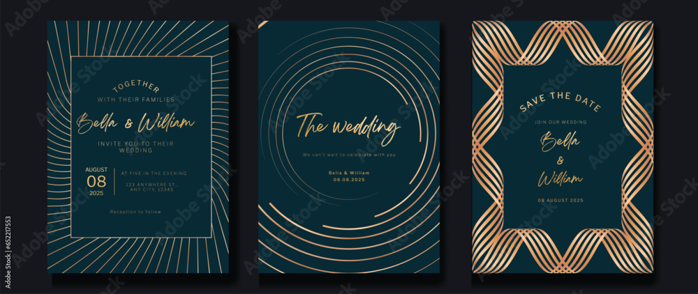 Luxury invitation card background vector. Golden elegant geometric ...