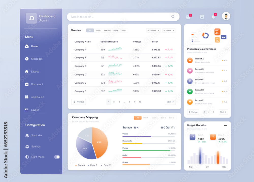 Infographic dashboard. UI design with graphs, charts and diagrams. Web ...