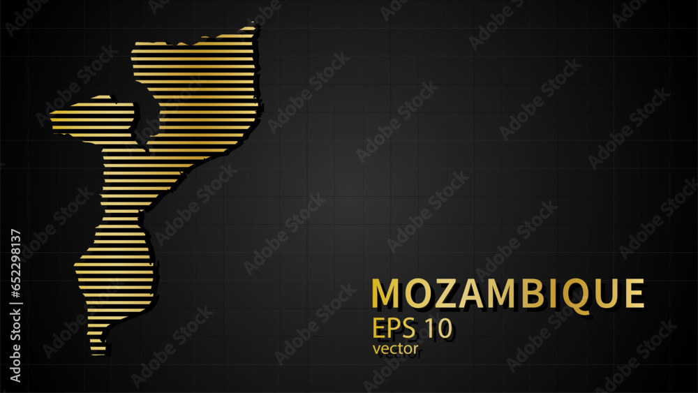 Vector gold map of Mozambique, futuristic modern website background or cover page . Stock Vector ...