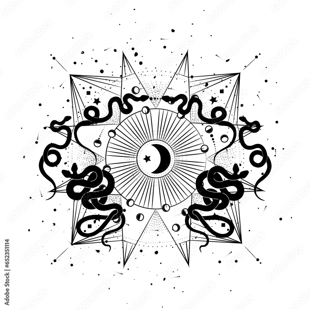 Vector illustration set of moon phases. Different stages of moonlight ...