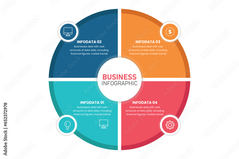 Infographic Business Circular Text Box 4 Step Design Element And ...