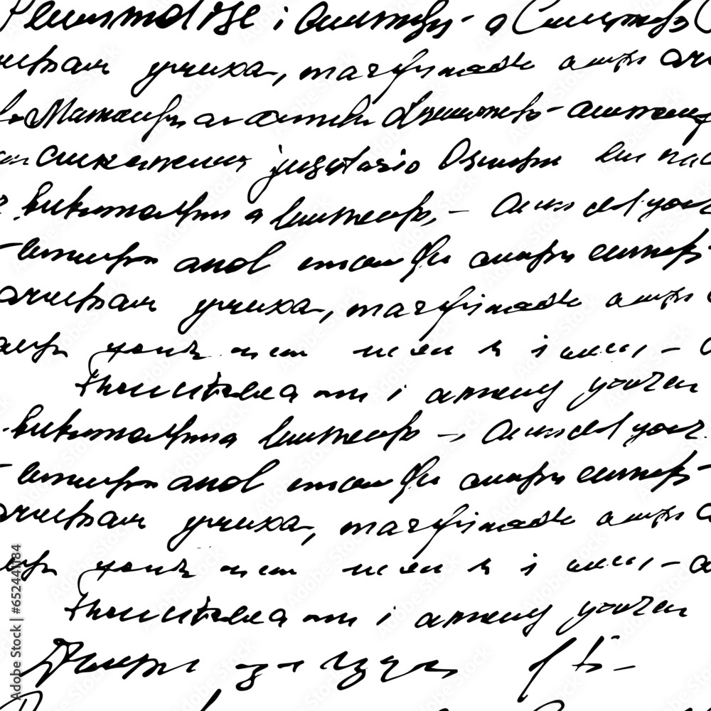 Seamless pattern with abstract black handwritten text . Handwritten ...