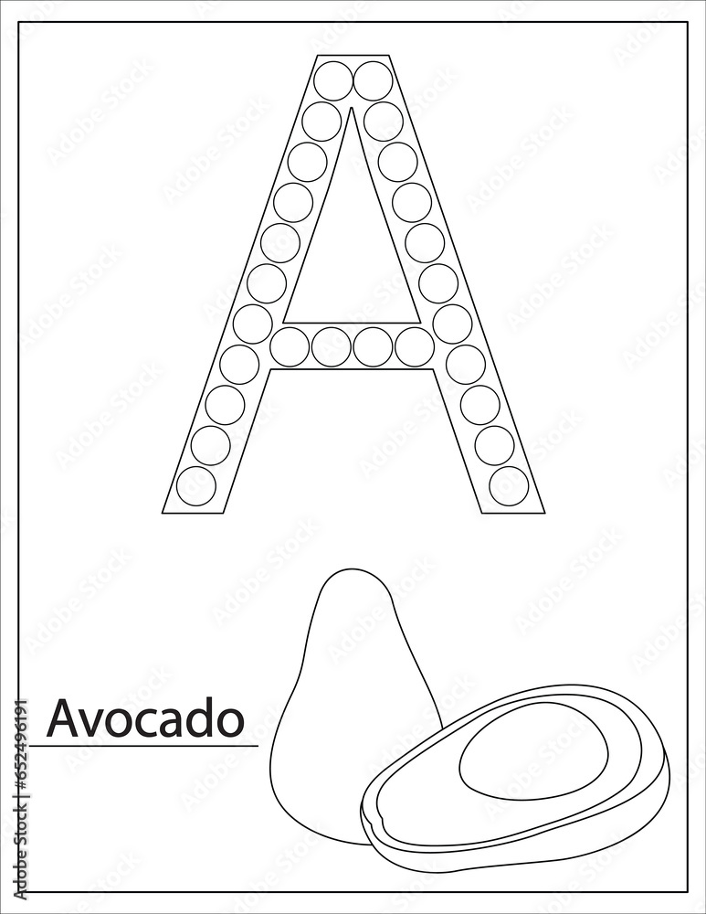 Dot Markers Alphabet Coloring pages for Food topic, Activities for ...