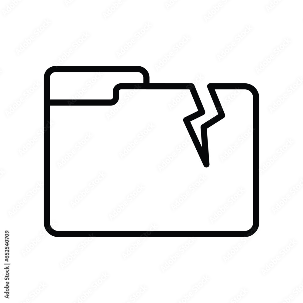 Broken file folder icon vector isolated on white background. Missing ...