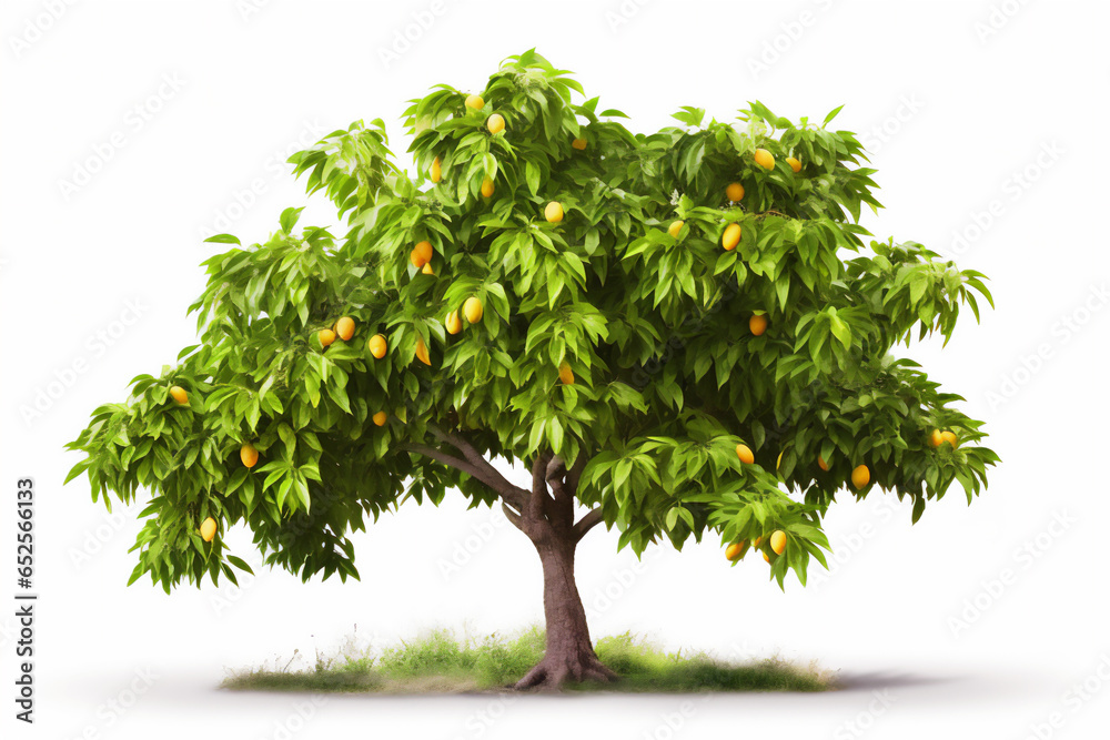 mango tree with fruits isolated white Stock Illustration | Adobe Stock
