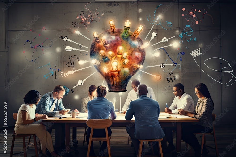 Creative business team brainstorming and ideating for innovative ...