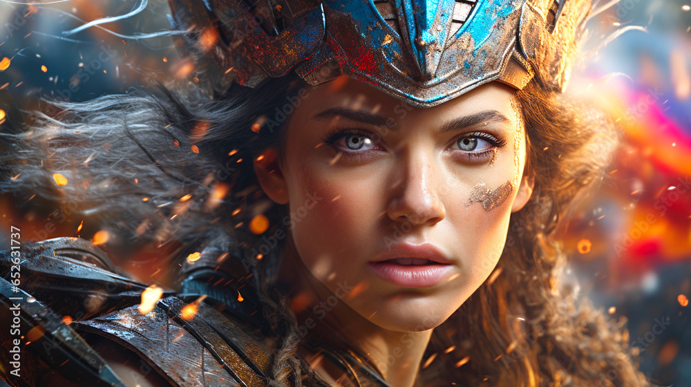 Stock-Foto „Divine Warrior: Goddesses of Mythology Engaged in Battle ...