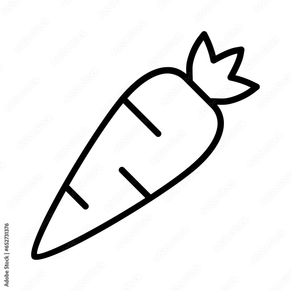 Black single carrot line icon, simple fresh vegetable flat design ...