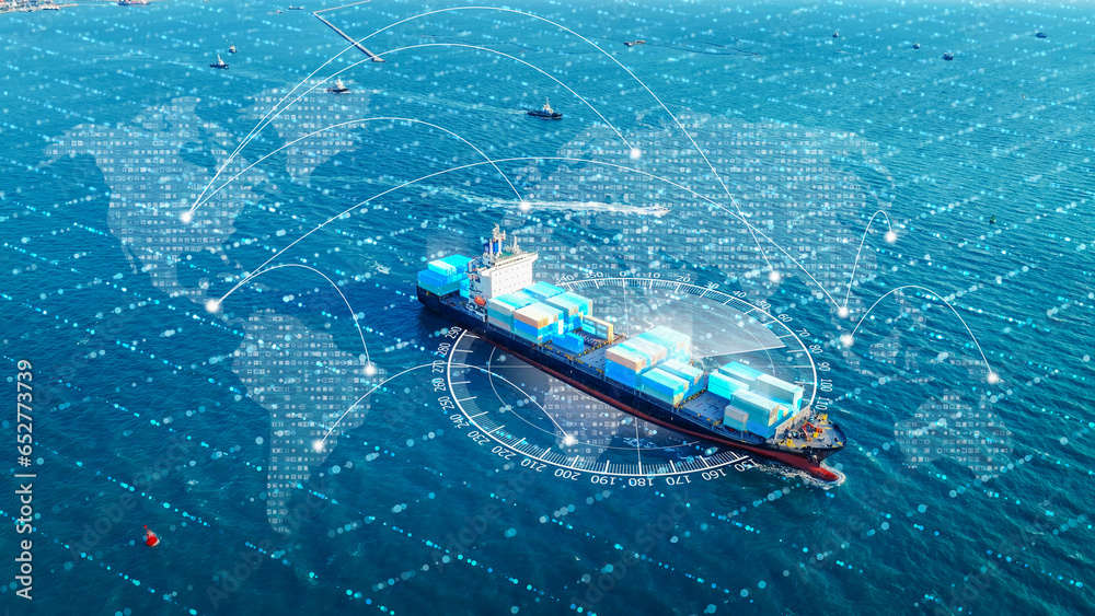 Foto AI technology. Global Logistics international delivery concept ...