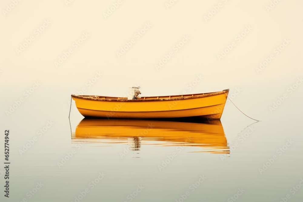 Yellow and Brown Boat Minimalism in a negative artistic space. Visual ...