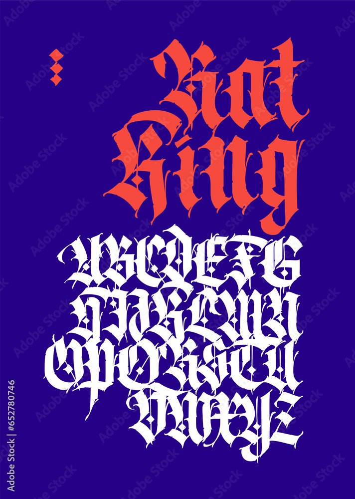 Gothic font from Latin letters. Vector. English alphabet. Medieval ...