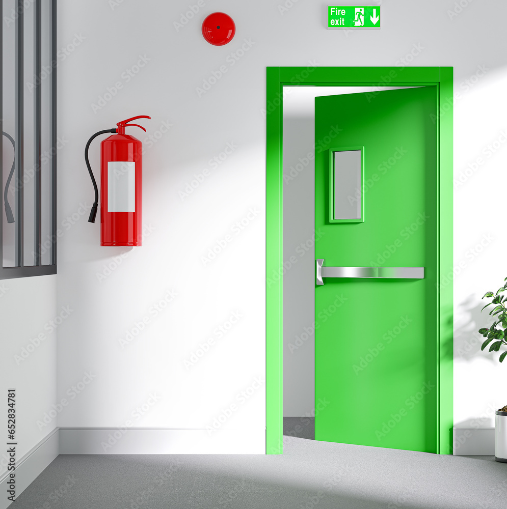 Fire exit door for emergency office. Building Emergency Exit with Exit ...