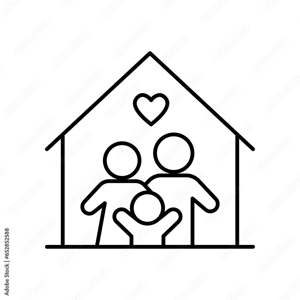 Happy family Icon. Flat style. Mom, dad, and child of Parents symbol ...