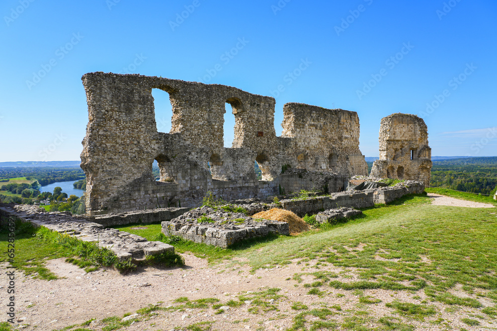Photo Stock Ruins of Château Gaillard, a French medieval castle overlooking the River Seine ...