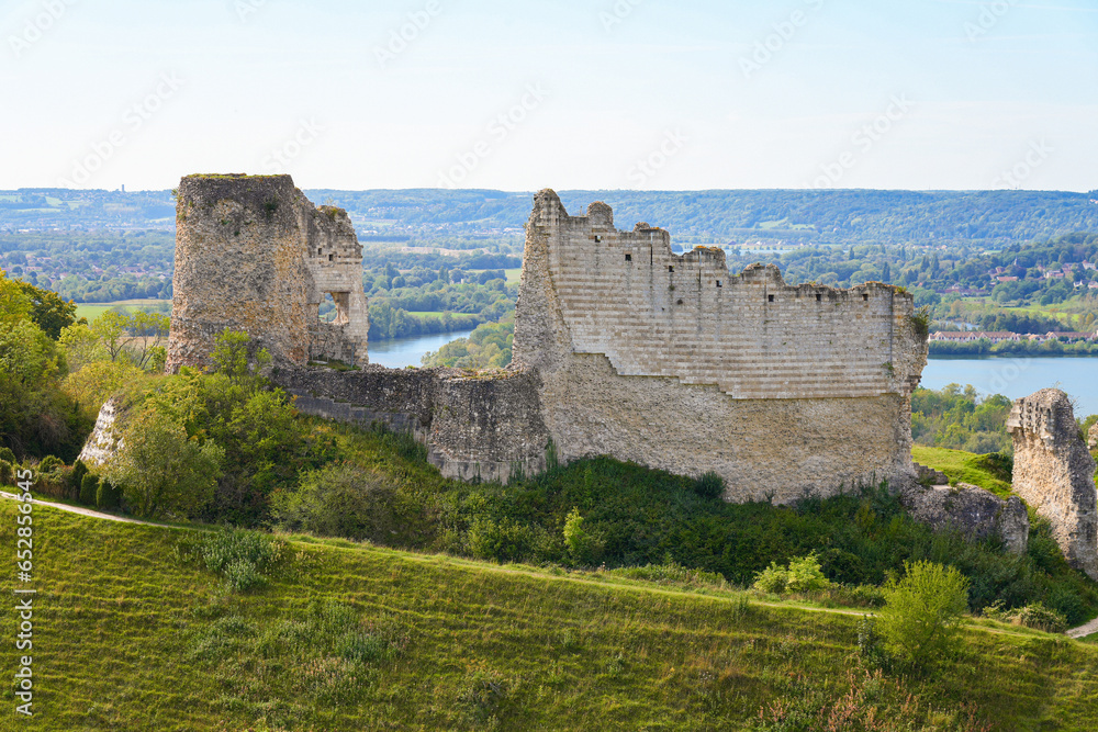 Outer bailey of Château Gaillard, a French medieval castle overlooking ...
