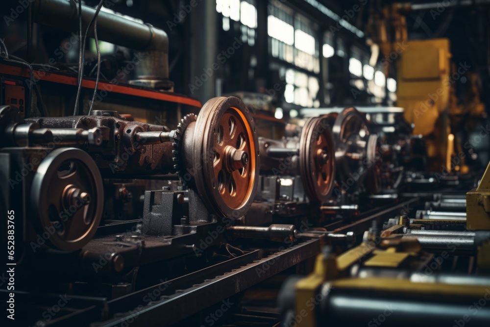 Complex industrial machinery, seamlessly integrated, working in tandem ...