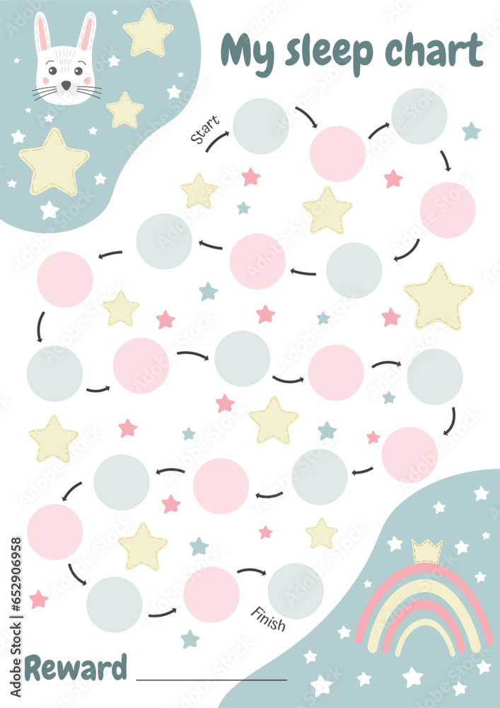 Toddler stay in bed plan. My sleep reward chart. Cute pastel template ...