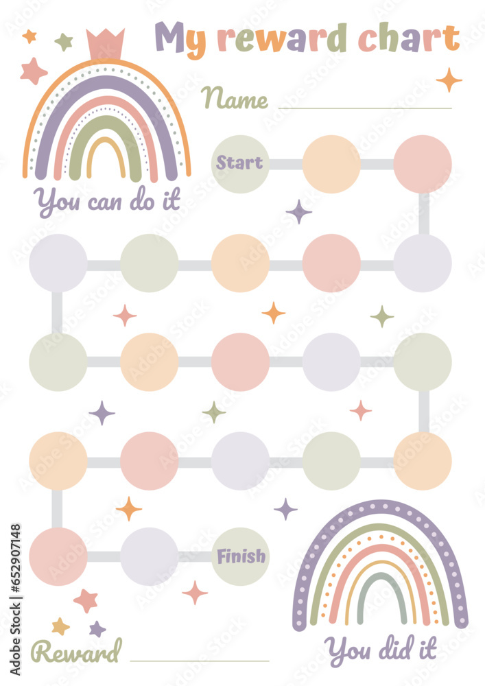 Image vectorielle Stock Printable rainbow reward chart. Chore chart for ...