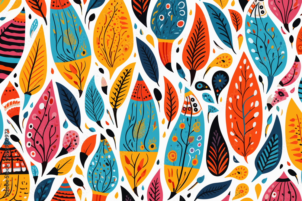turkish quirky doodle pattern, wallpaper, background, cartoon, vector ...