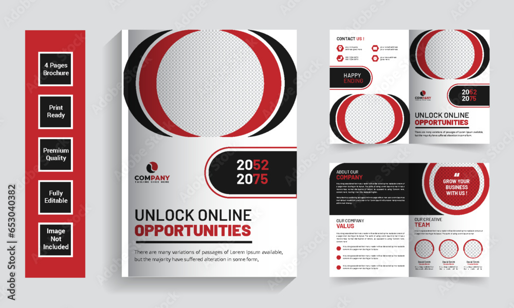 Corporate company modern creative bifold brochure design template ...