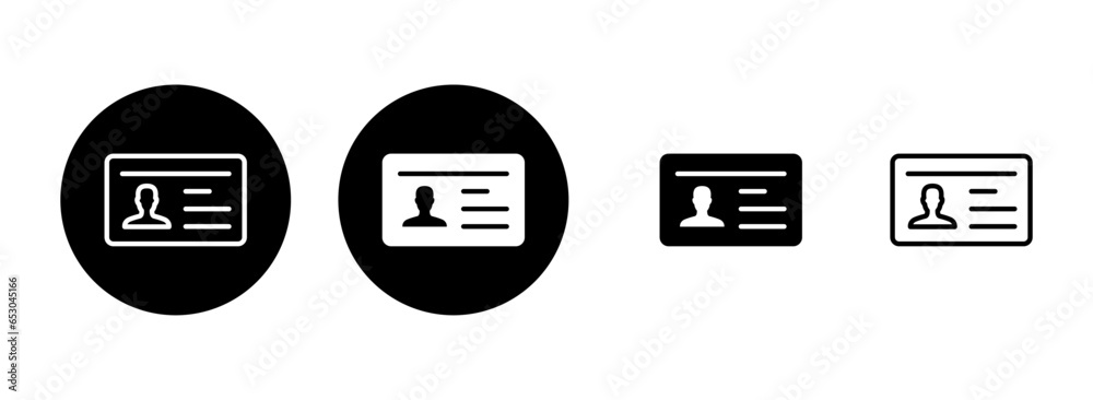 License icon set illustration. ID card icon. driver license, staff ...