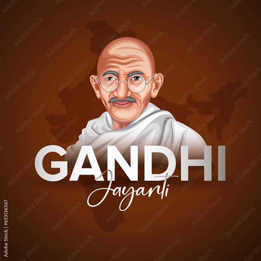 Vector banner template of a freedom fighter who promoted non-violence ...