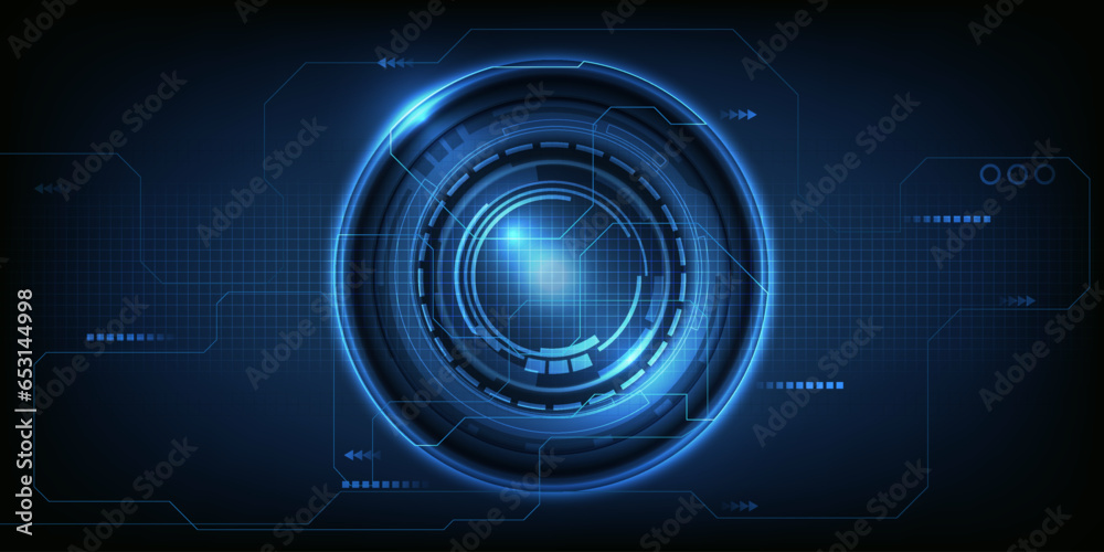 Vector illustration of futuristic digital technology hi-tech space with ...