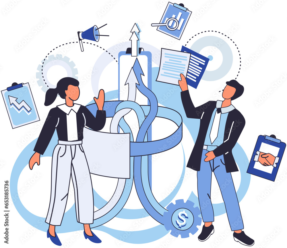 Team solving complex problems. Teamwork vector illustration metaphor ...