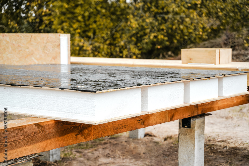 Building construction of wooden frame house made of SIP structural ...