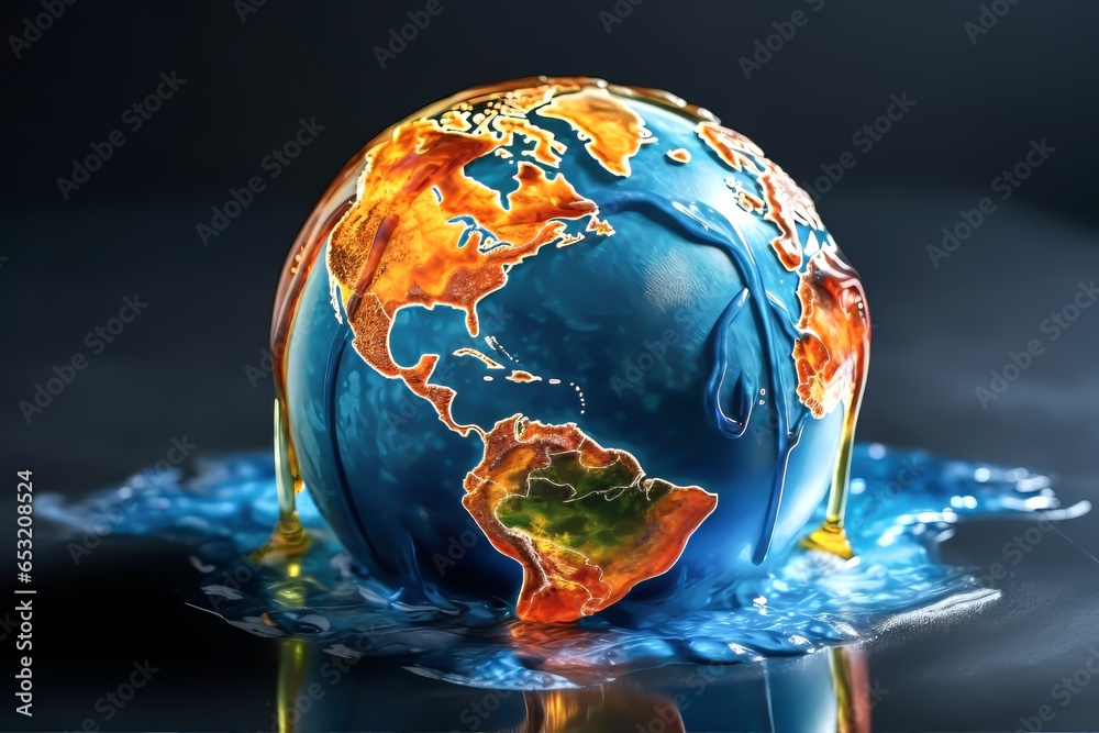 PLANET EARTH MELTING. GLOBAL WARMING. Stock Illustration | Adobe Stock