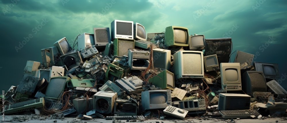 hard to recycle mass production computer hardware and garbage in city ...