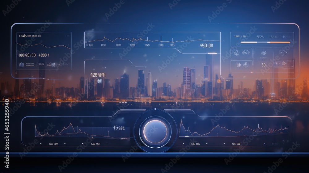 technology route dashboard futuristic illustration navigation city, ui ...